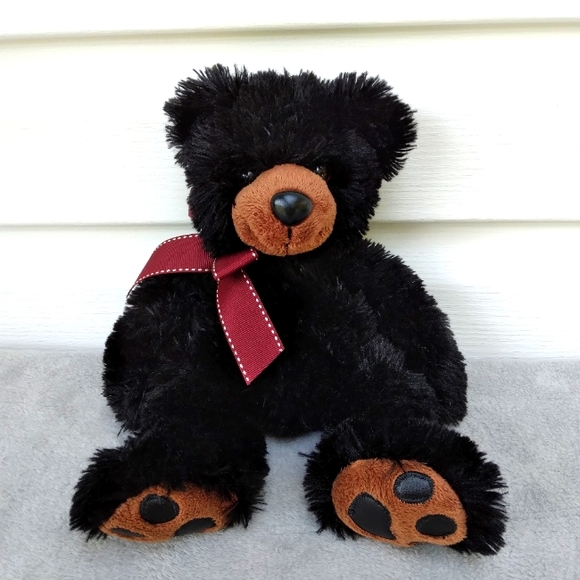 Aurora | Toys | Aurora Black Bear Benjamin With Brown Paws Bow Stuffed ...